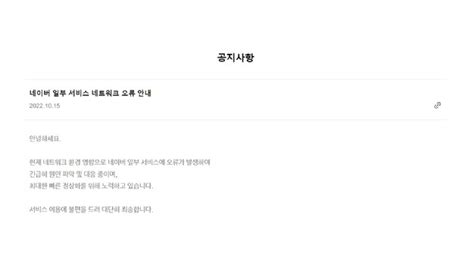 인터넷 블랙아웃 카카오 이어 네이버도 일부 서비스 오류 대응 중