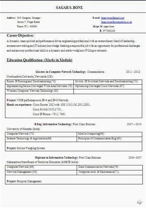 Ccnp Resume Sample For Freshers Williamson Ga Us