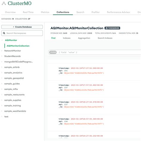 mongodb time series with c mongodb