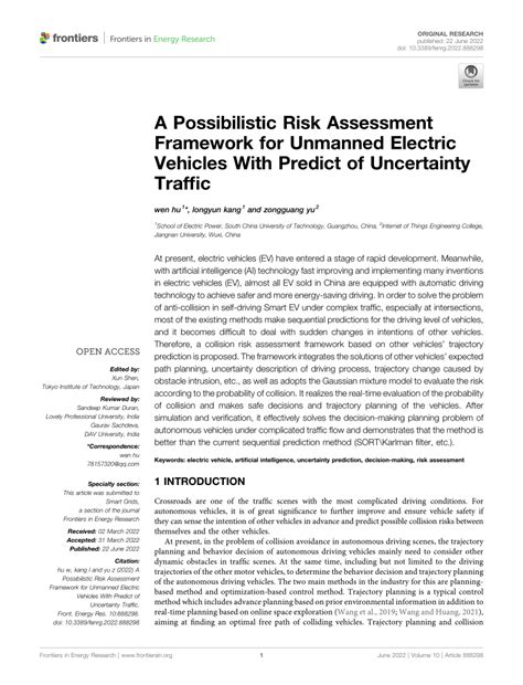 Pdf A Possibilistic Risk Assessment Framework For Unmanned Electric Vehicles With Predict Of