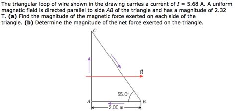 solved the triangular loop of wire shown in the drawing