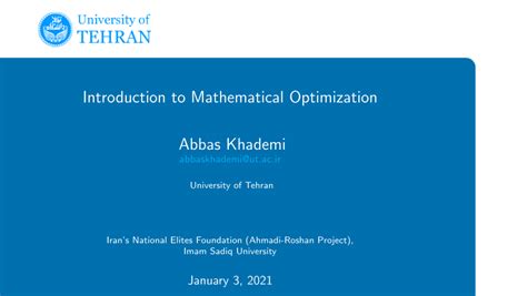 PDF Introduction To Mathematical Optimization