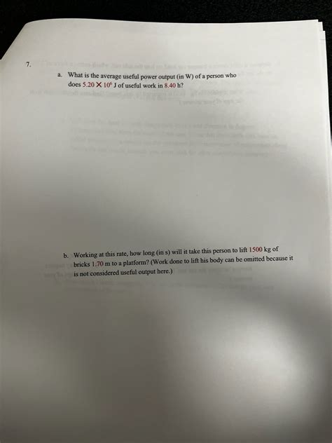 solved 7 a ﻿what is the average useful power output in w