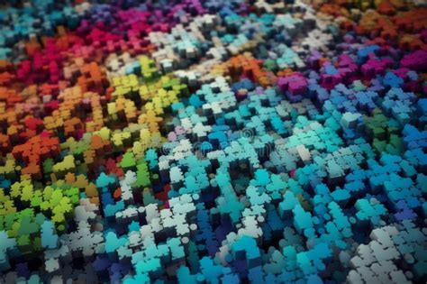 Cloud Computing Uniting Data In Colorful Puzzle Pieces Stock