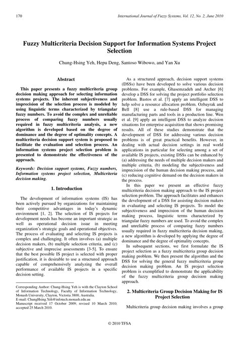 Pdf Multicriteria Group Decision Support For Information Systems Project Selection