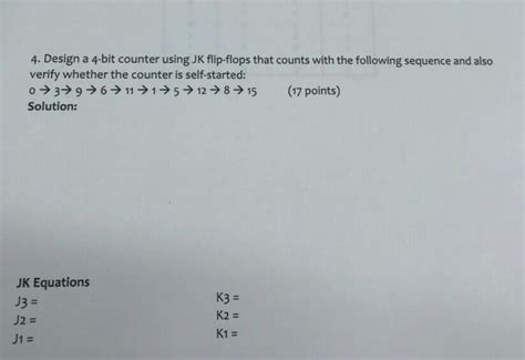 Solved 4 Design A 4 Bit Counter Using JK Flip Flops That Chegg Com