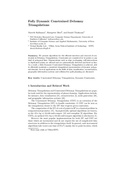 Pdf Fully Dynamic Constrained Delaunay Triangulations