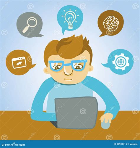 Vector Cartoon Programmer Stock Vector Illustration Of Character