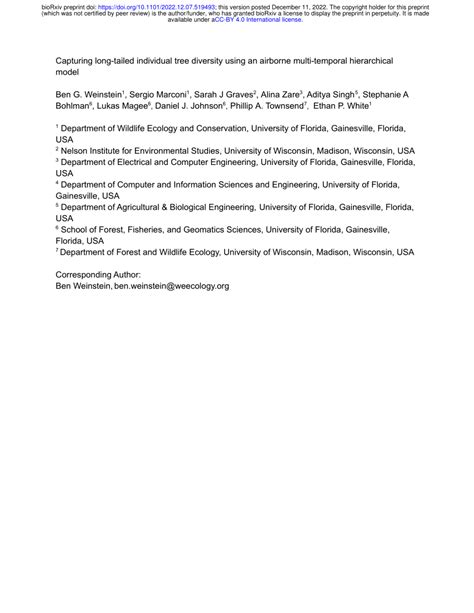 Pdf Capturing Long Tailed Individual Tree Diversity Using An Airborne Multi Temporal