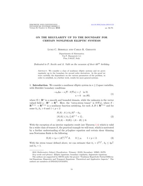 Pdf On The Regularity Up To The Boundary For Certain Nonlinear Elliptic Systems