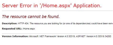 Asp Net Resource Cannot Be Found Error When Launching An Asp Application Stack Overflow