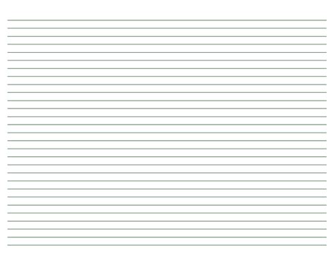 Printable Landscape Dark Green Lined Paper Narrow Ruled For Letter Paper