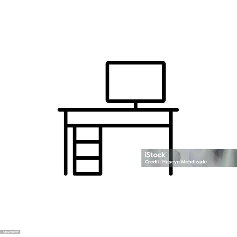 Computer Table Icon For Web And Mobile Stock Illustration Download Image Now Adult Business