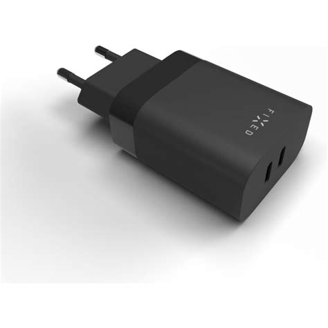 Fixed Síťová Nabíječka S 2x Usb C Výstupem Podpora Pd 35w černá