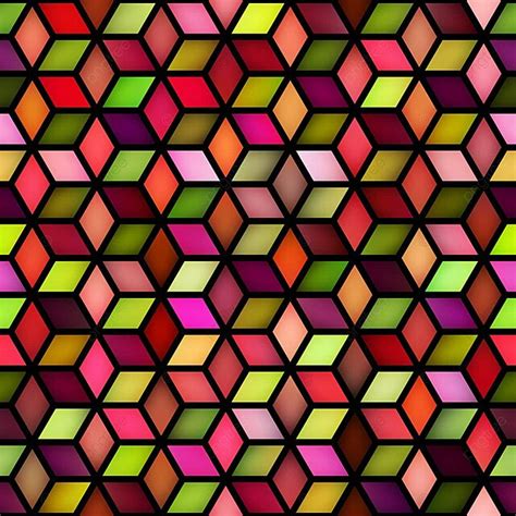 Geometric Pattern Rhombus Grid Of Gradient Cube Shape In Multiple