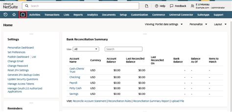 Netsuite Applications Suite The Home Page