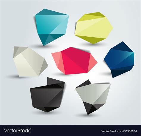 Blank Speech Bubble Label Set Polygonal Design Vector Image