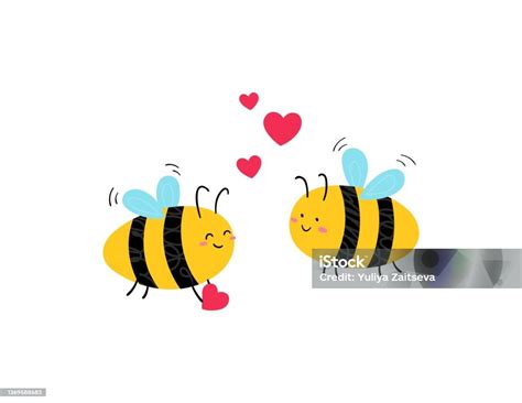 재미 손은 마음으로 귀여운 꿀벌을 그린 발렌타인 데이 컨셉 머그컵 인사말 카드 티셔츠에 적합합니다 벡터 그림입니다 곤충에 대한 스톡 벡터 아트 및 기타 이미지 Istock