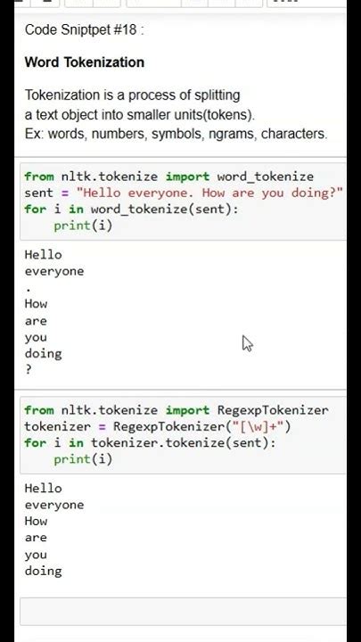 Word Tokenization Shorts Coding Nlptraining Trending Python Nlp Pythonlearning Youtube