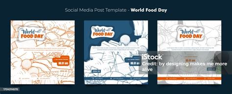 음식의 날 디자인을 위한 낙서 예술에 인도네시아 길거리 음식 배경이 있는 소셜 미디어 게시물 템플릿 10월에 대한 스톡 벡터