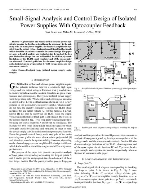 Pdf Small Signal Analysis And Control Design Of Isolated Power Supplies With Optocoupler Feedback