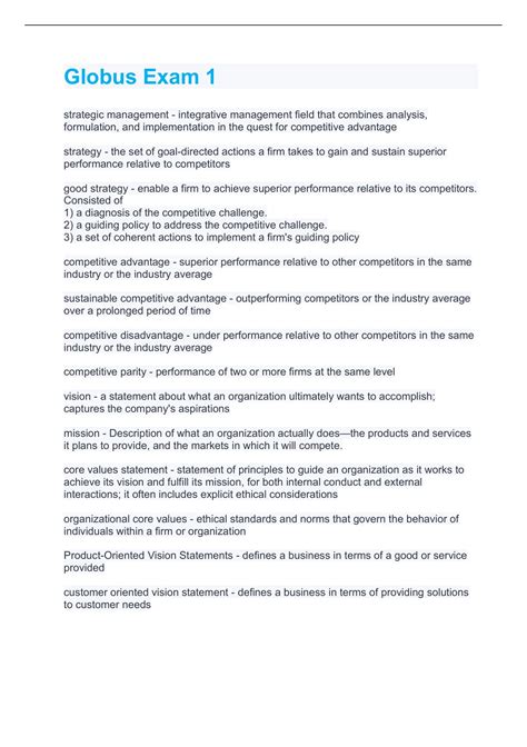 Globus Exam 1 Questions And Answers 100 Correct Globus Stuvia Us