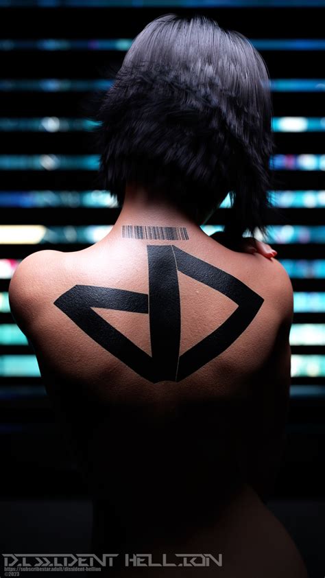 rule 34 3d 3d artwork back tattoo barcode barcode tattoo black hair