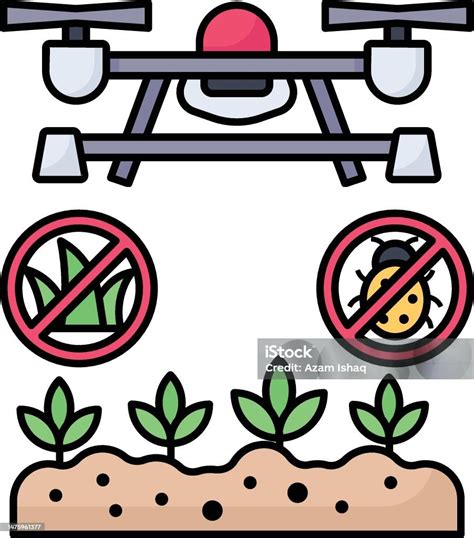 농업 드론 살충제 제초제 유통 개념 벡터 아이콘 디자인 스마트 농업 기호 전자 농업 기호 디지털 농업 혁명 스톡 일러스트 레이