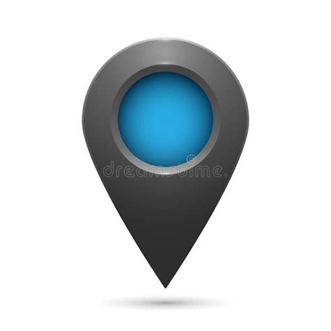 The Geolocation Icon Is Gray With Highlights And A Blue Insert On A White Background Stock