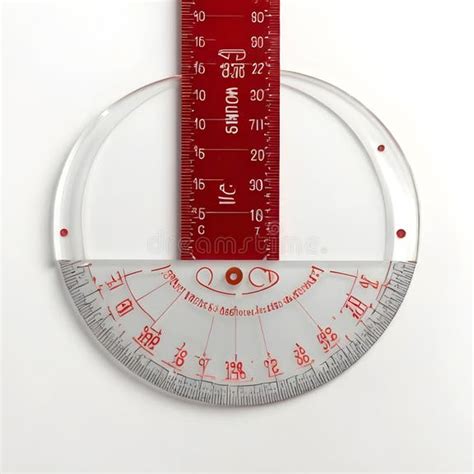 An Intimate Close Up Of A White Drafting Protractor With Red