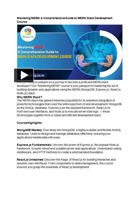 Mern Stack Development Course Skilliq Presentation Free To Download