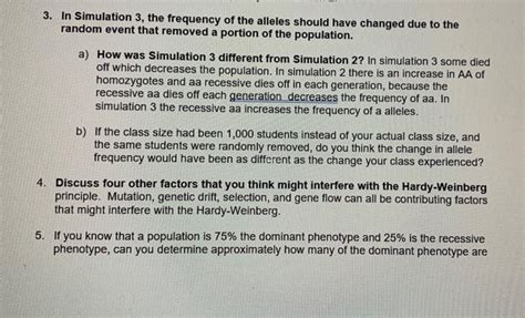 solved 3 in simulation 3 the frequency of the alleles