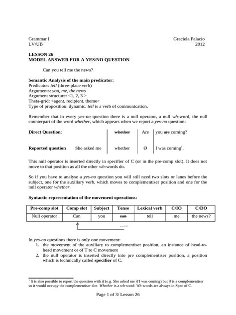 26 Ma For A Yes No Question Pdf Question Phrase