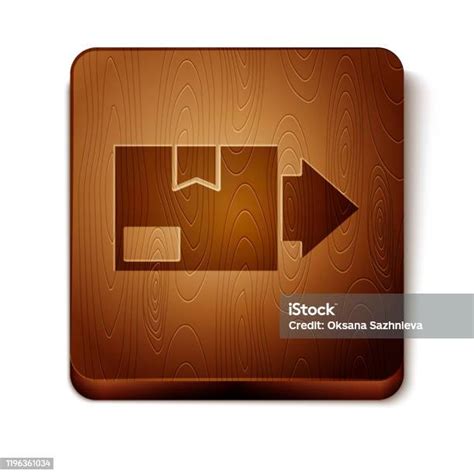 흰색 배경에 격리 된 갈색 판지 판지 상자 아이콘입니다 상자 포장 소포 기호 배달 및 포장 나무 사각형 버튼입니다 벡터 일러스트레이션 나무 상자에 대한 스톡 벡터 아트 및