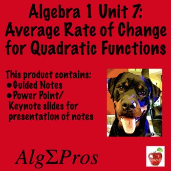 Algebra 1 Average Rate Of Change For Quadratic Equations TPT