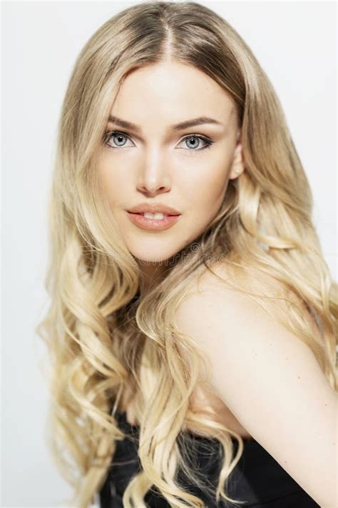 Beautiful Bright Blonde with Blue Eyes, Close-up Stock Photo - Image of ...