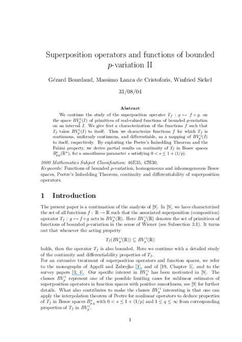 Pdf Superposition Operators And Functions Of Bounded P Variation Ii