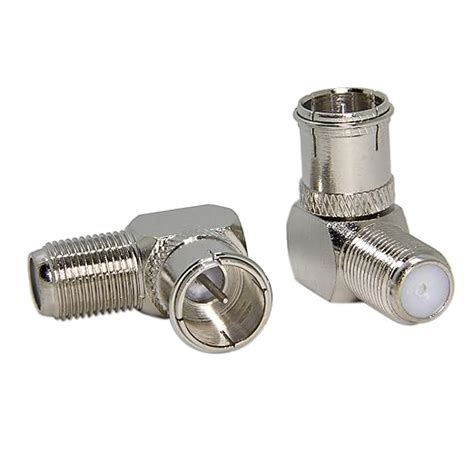 F Type Push On Quick Connect Adapter Right Angle F Male To Female Coaxial Connector For Wall
