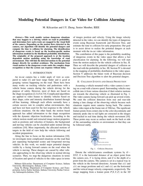 pdf modeling potential dangers in car video for collision alarming