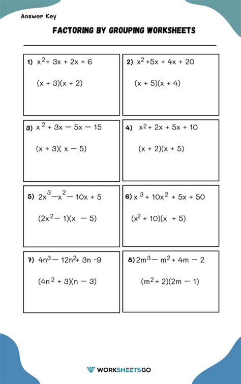Factoring by Grouping Worksheets | WorksheetsGO