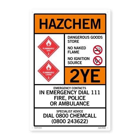 Hazchem General Storage Sign 1 3 Classes Pvc