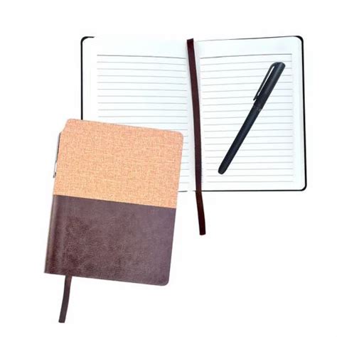 Leather Cover Perfect Bound A6 Size Dateless Flexible Noebok With Pen