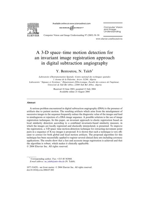 Pdf A 3 D Spacetime Motion Detection For An Invariant Image
