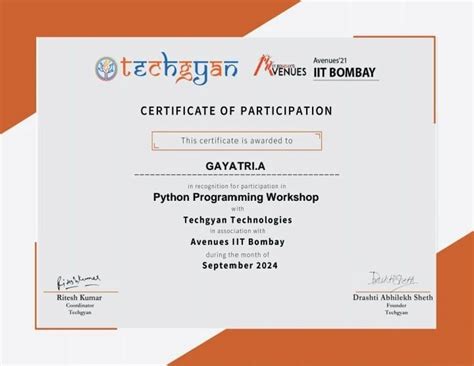 Gayatri A On Linkedin Happy To Share That I Attended The Python Programming Workshop Of