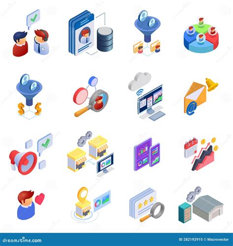 Crm Isometric Set Stock Vector Illustration Of Network 282192915