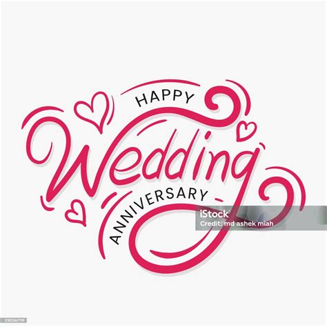 결혼 기념일 축하 인사말 카드 벡터 일러스트 레이션 결혼 기념일 축하 템플릿 디자인 기념일 서예 자유로운 손 글자 결혼기념일에 대한 스톡 벡터 아트 및 기타 이미지 Istock