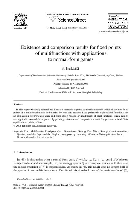 pdf existence and comparison results for fixed points of
