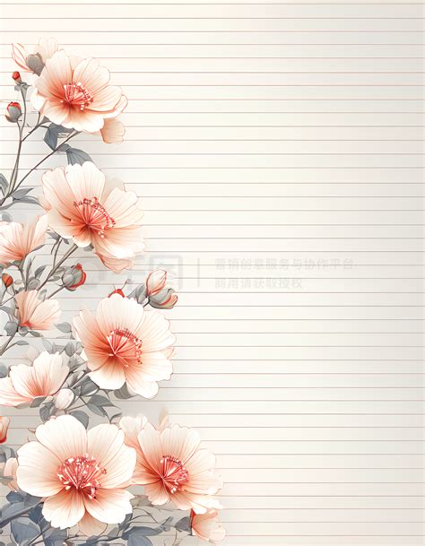 边框ai数字艺术 横线信纸简单的花朵边框插画 Ai背景免费下载 Png格式 2688像素 编号70927833 千图网