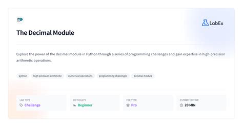 the decimal module labex
