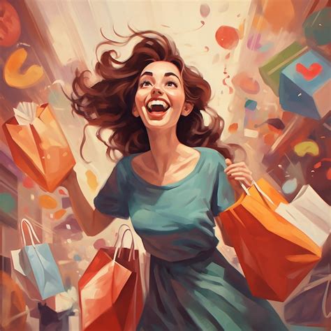 Imagen renderizada en 3d de una chica que tiene adicción a las compras Foto Premium